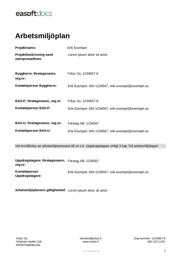 Arbetsmiljöplan MALL – Testa att fylla i gratis!